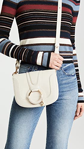 See by Chloe Women's Hana Small Saddle Bag, Cement Beige, Off White, One Size