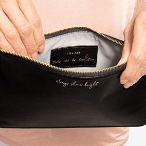 KATIE LOXTON Always Shine Bright Womens Vegan Leather Secret Message Pouch Clutch Black