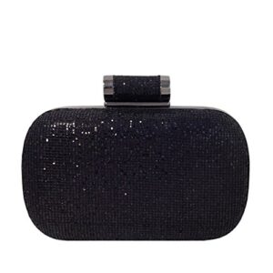 jnb women’s sparkling glitter evening box clutch, black