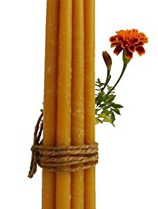 100% Beeswax 2-Hour Candles Organic Hand Made - 7 1/2 Inches Tall, 3/8 Inch Diameter (Set of 12)