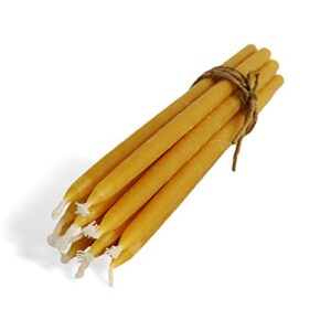 100% Beeswax 2-Hour Candles Organic Hand Made - 7 1/2 Inches Tall, 3/8 Inch Diameter (Set of 12)