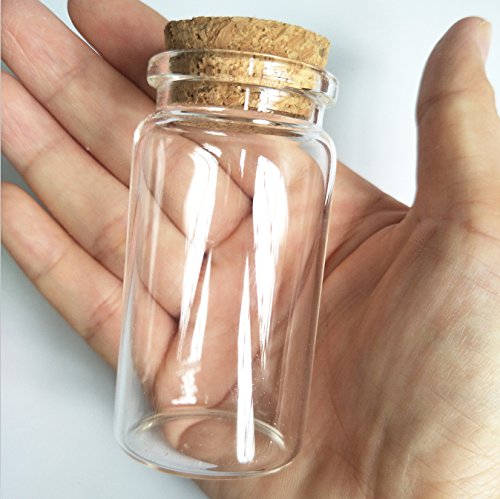 Luo House 6pcs 50ml Small Glass Bottles Vials Jars Glass with Cork Stopper Storage Bottle 50ml 37x70mm(1.45x2.75inch)