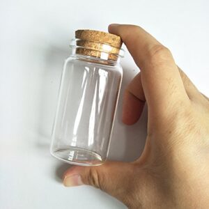 Luo House 6pcs 50ml Small Glass Bottles Vials Jars Glass with Cork Stopper Storage Bottle 50ml 37x70mm(1.45x2.75inch)