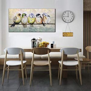 V-inspire Paintings，24x48 Inch Hand Painted Abstract Animal Canvas Art Bird Oil Painting Modern Home Decor for Wall Canvas Living room bedroom dining room Decoration Wood Inside Framed Ready to Hang