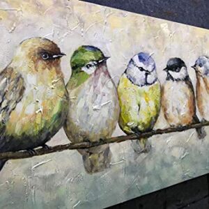 V-inspire Paintings，24x48 Inch Hand Painted Abstract Animal Canvas Art Bird Oil Painting Modern Home Decor for Wall Canvas Living room bedroom dining room Decoration Wood Inside Framed Ready to Hang