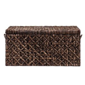 southern enterprises water hyacinth diamond weave storage trunk, blackwashed finish