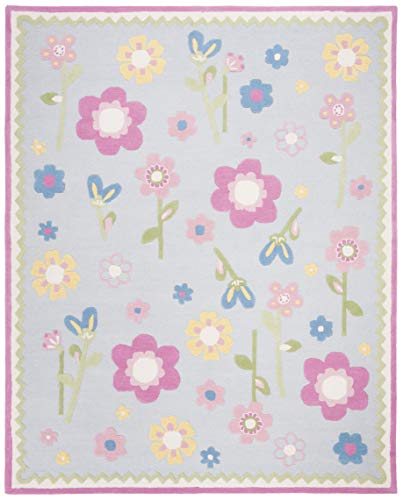 SAFAVIEH Kids Collection 8' x 10' Blue/Multi SFK311A Handmade Floral Wool Area Rug