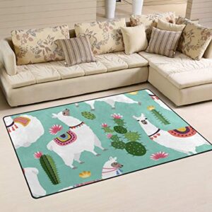 linomo area rug alpaca cactus lama llama floor rugs doormat living room home decor, carpets area mats for kids boys girls bedroom 31 x 20 inches