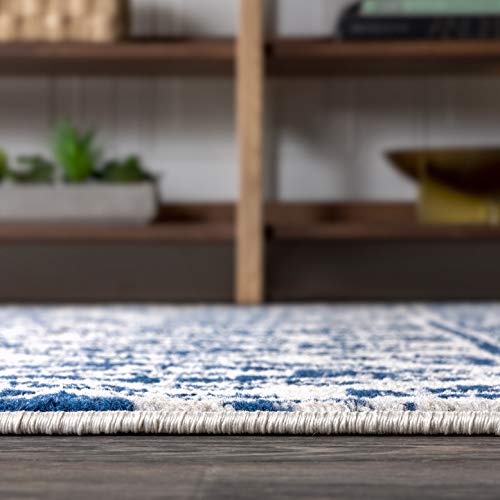 JONATHAN Y MOH103A-5 Moroccan Hype Boho Vintage Tribal Cream/Blue 5 ft. x 8 ft. Area-Rug, Bohemian, Easy-Cleaning, for Bedroom, Kitchen, Living Room, Non Shedding