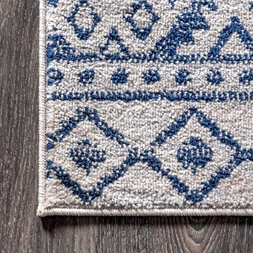 JONATHAN Y MOH103A-5 Moroccan Hype Boho Vintage Tribal Cream/Blue 5 ft. x 8 ft. Area-Rug, Bohemian, Easy-Cleaning, for Bedroom, Kitchen, Living Room, Non Shedding