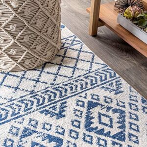 JONATHAN Y MOH103A-5 Moroccan Hype Boho Vintage Tribal Cream/Blue 5 ft. x 8 ft. Area-Rug, Bohemian, Easy-Cleaning, for Bedroom, Kitchen, Living Room, Non Shedding