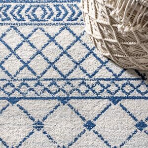 JONATHAN Y MOH103A-5 Moroccan Hype Boho Vintage Tribal Cream/Blue 5 ft. x 8 ft. Area-Rug, Bohemian, Easy-Cleaning, for Bedroom, Kitchen, Living Room, Non Shedding