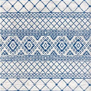 JONATHAN Y MOH103A-5 Moroccan Hype Boho Vintage Tribal Cream/Blue 5 ft. x 8 ft. Area-Rug, Bohemian, Easy-Cleaning, for Bedroom, Kitchen, Living Room, Non Shedding