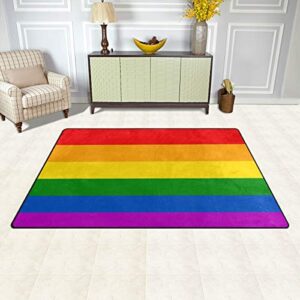 Linomo Area Rug LGBT Gay Pride Rainbow Peace Love Floor Rugs Doormat Living Room Home Decor, Carpets Area Mats for Kids Boys Girls Bedroom 60 x 39 Inches