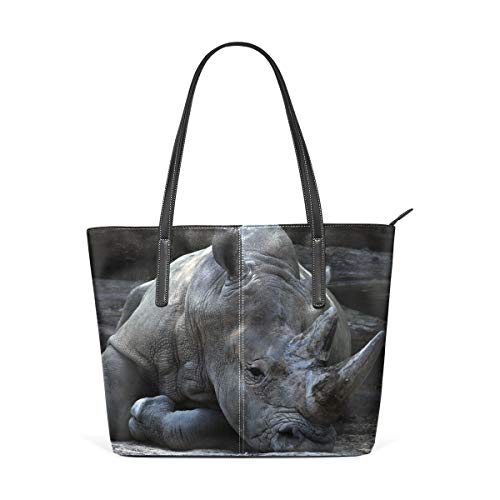 ANINILY Rhinoceros Leather Top Handle Satchel Girl Handbag Shoulder Tote Bag for Girls Women Tote for Shopping School Outdoor Picnic