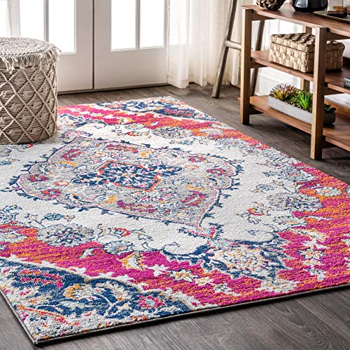 JONATHAN Y BMF105A-4 Bohemian Flair Boho Medallion Vintage Indoor Area-Rug Floral Easy-Cleaning High Traffic Bedroom Kitchen Living Room Non Shedding, 4 ft x 6 ft, Multi