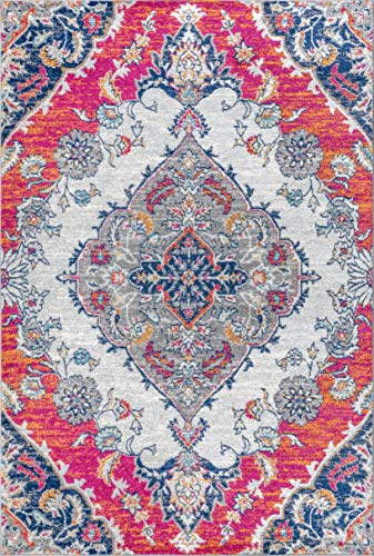 JONATHAN Y BMF105A-4 Bohemian Flair Boho Medallion Vintage Indoor Area-Rug Floral Easy-Cleaning High Traffic Bedroom Kitchen Living Room Non Shedding, 4 ft x 6 ft, Multi