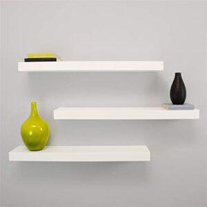 Kiera Grace Kieragrace Modern Shelves Maine Simple & Classic Single Decorative Engineered Wood Floating Wall Shelf for Home, Room, & Office, 24" L x 5" W x 1.5" H, White, Inch