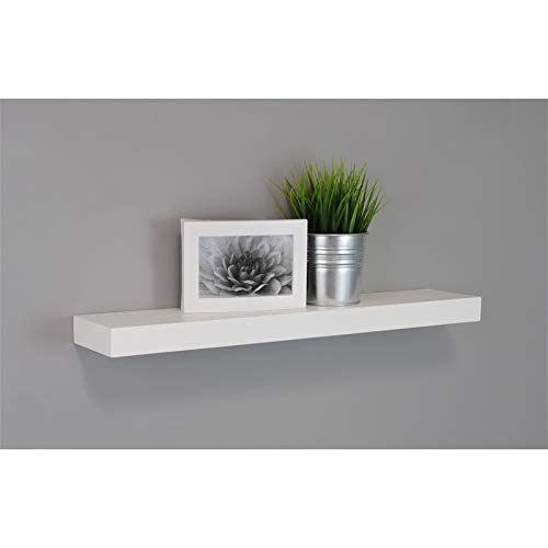 Kiera Grace Kieragrace Modern Shelves Maine Simple & Classic Single Decorative Engineered Wood Floating Wall Shelf for Home, Room, & Office, 24" L x 5" W x 1.5" H, White, Inch