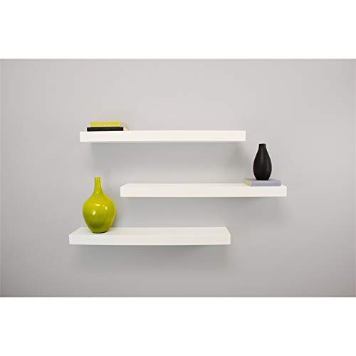 Kiera Grace Kieragrace Modern Shelves Maine Simple & Classic Single Decorative Engineered Wood Floating Wall Shelf for Home, Room, & Office, 24" L x 5" W x 1.5" H, White, Inch