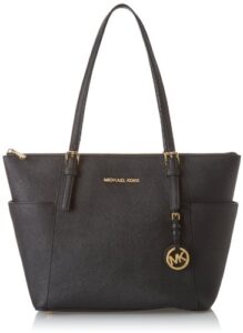 michael kors women’s jet set item east/west trapeze tote-black, one size