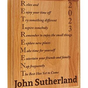 Personalized Retirement Plaque 2023 Custom Name Acrostic Poem Retirement Gifts Women Men Retirement Party 7x9 Oak Wood Custom Engraved Plaque Wood