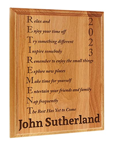 Personalized Retirement Plaque 2023 Custom Name Acrostic Poem Retirement Gifts Women Men Retirement Party 7x9 Oak Wood Custom Engraved Plaque Wood