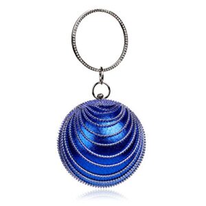 blue round clutch tassel purse women evening bag for wedding party ball evening bag crystal evening clutch purse wedding party handbags (blue)