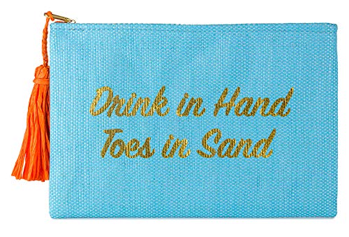 Beach Clutch - DRINK IN HAND TOES IN SAND (Blue)