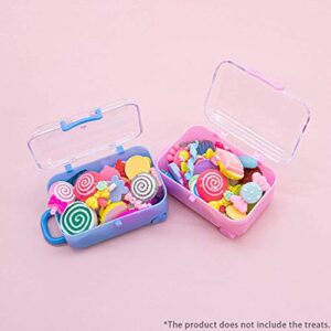 AUEAR, Cute Mini Travel Hard Suitcase Box Reception Gift Box Fit Suit for Wedding Decoration (Pink & Blue, 2-Pack)