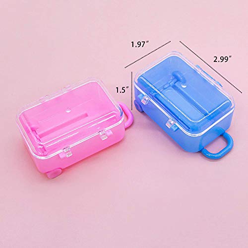 AUEAR, Cute Mini Travel Hard Suitcase Box Reception Gift Box Fit Suit for Wedding Decoration (Pink & Blue, 2-Pack)