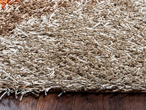 Rizzy Home Kempton Collection Polyester Area Rug, 5' x 7', Multi/Orange/Brown/Khaki Stripe