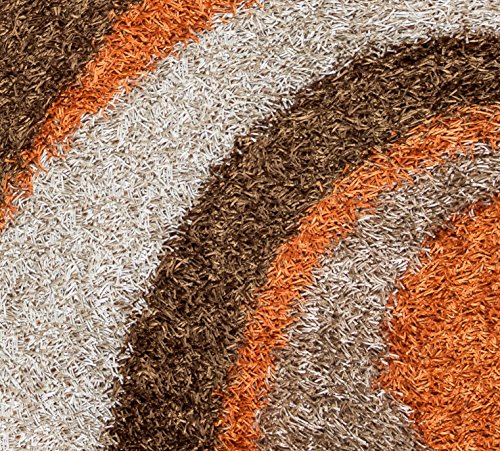 Rizzy Home Kempton Collection Polyester Area Rug, 5' x 7', Multi/Orange/Brown/Khaki Stripe