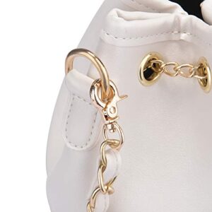 QZUnique Women's PU Leather Flower Drawstring Bucket Bag Crossbody Bag Shoulder Bag Purse