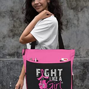 Fight Like a Girl Knockout Dakota 5-Pocket Tote Bag for Breast Cancer Awareness - Pink