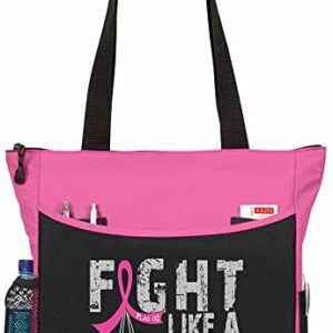 Fight Like a Girl Knockout Dakota 5-Pocket Tote Bag for Breast Cancer Awareness - Pink