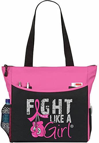 Fight Like a Girl Knockout Dakota 5-Pocket Tote Bag for Breast Cancer Awareness - Pink