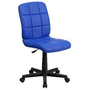 flash furniture mid-back blue quilted vinyl swivel task office chair