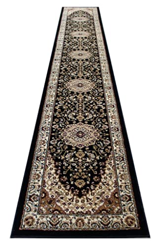 Bellagio Traditional Area Rug Runner 32 Inch X 15 Feet 10 Inch Black 401