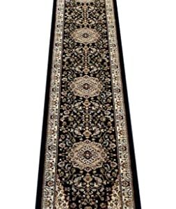 Bellagio Traditional Area Rug Runner 32 Inch X 15 Feet 10 Inch Black 401