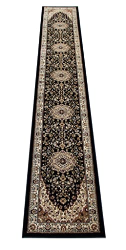 Bellagio Traditional Area Rug Runner 32 Inch X 15 Feet 10 Inch Black 401