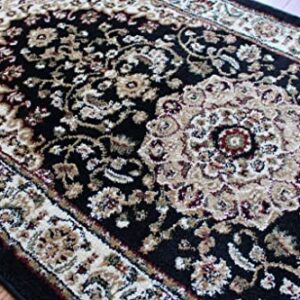 Bellagio Traditional Area Rug Runner 32 Inch X 15 Feet 10 Inch Black 401