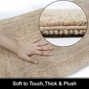 Chardin home - 100% Cotton Reversible Bathroom 2-Piece Bath Rug Set – 21”x34” & 17”x24”, Loop/Cut Pattern Absorbent Super Soft Comfort Quick Dry Durable Hotel Spa mats, Machine Washable, Beige