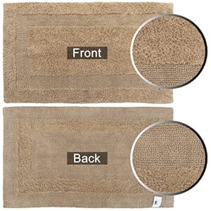 Chardin home - 100% Cotton Reversible Bathroom 2-Piece Bath Rug Set – 21”x34” & 17”x24”, Loop/Cut Pattern Absorbent Super Soft Comfort Quick Dry Durable Hotel Spa mats, Machine Washable, Beige