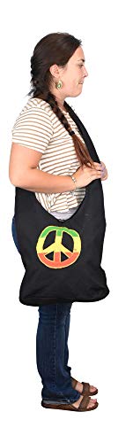 Hippie Bag - Boho Bag - Hobo Hippie Purse - Indie Style Hippie Crossbody Bag - Bohemian Sling Shoulder Bag by Mandala Crafts, Peace Sign