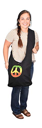 Hippie Bag - Boho Bag - Hobo Hippie Purse - Indie Style Hippie Crossbody Bag - Bohemian Sling Shoulder Bag by Mandala Crafts, Peace Sign