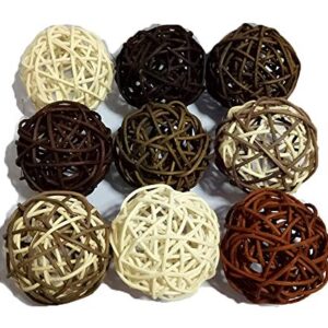 Bag of Brown Natural Wicker 4" dia Twig Orbs Balls - Bag of 9