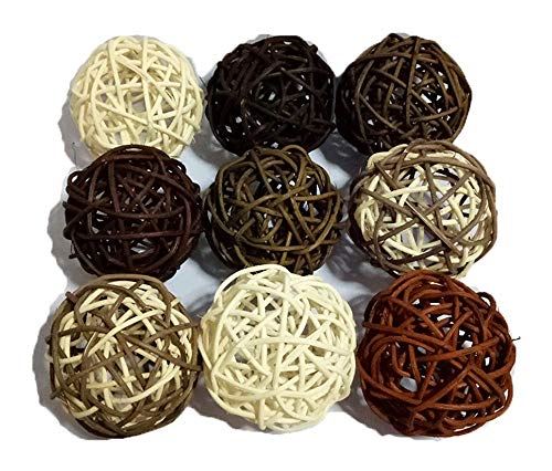 Bag of Brown Natural Wicker 4" dia Twig Orbs Balls - Bag of 9