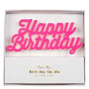 meri meri pink happy birthday candle (pack of 1)