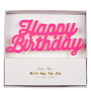 Meri Meri Pink Happy Birthday Candle (Pack of 1)